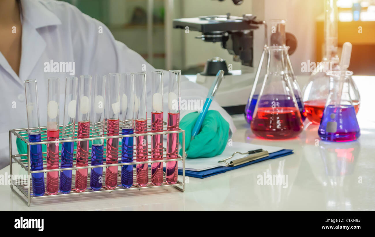 scientist with equipment and science experiments in laboratory Stock ...