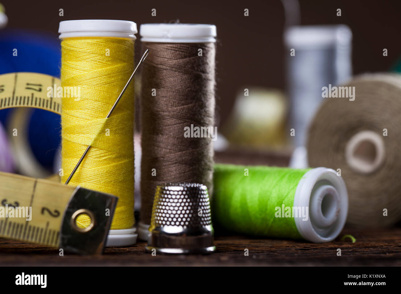 Sewing instruments, threads, needles, bobbins and materials. Studio ...