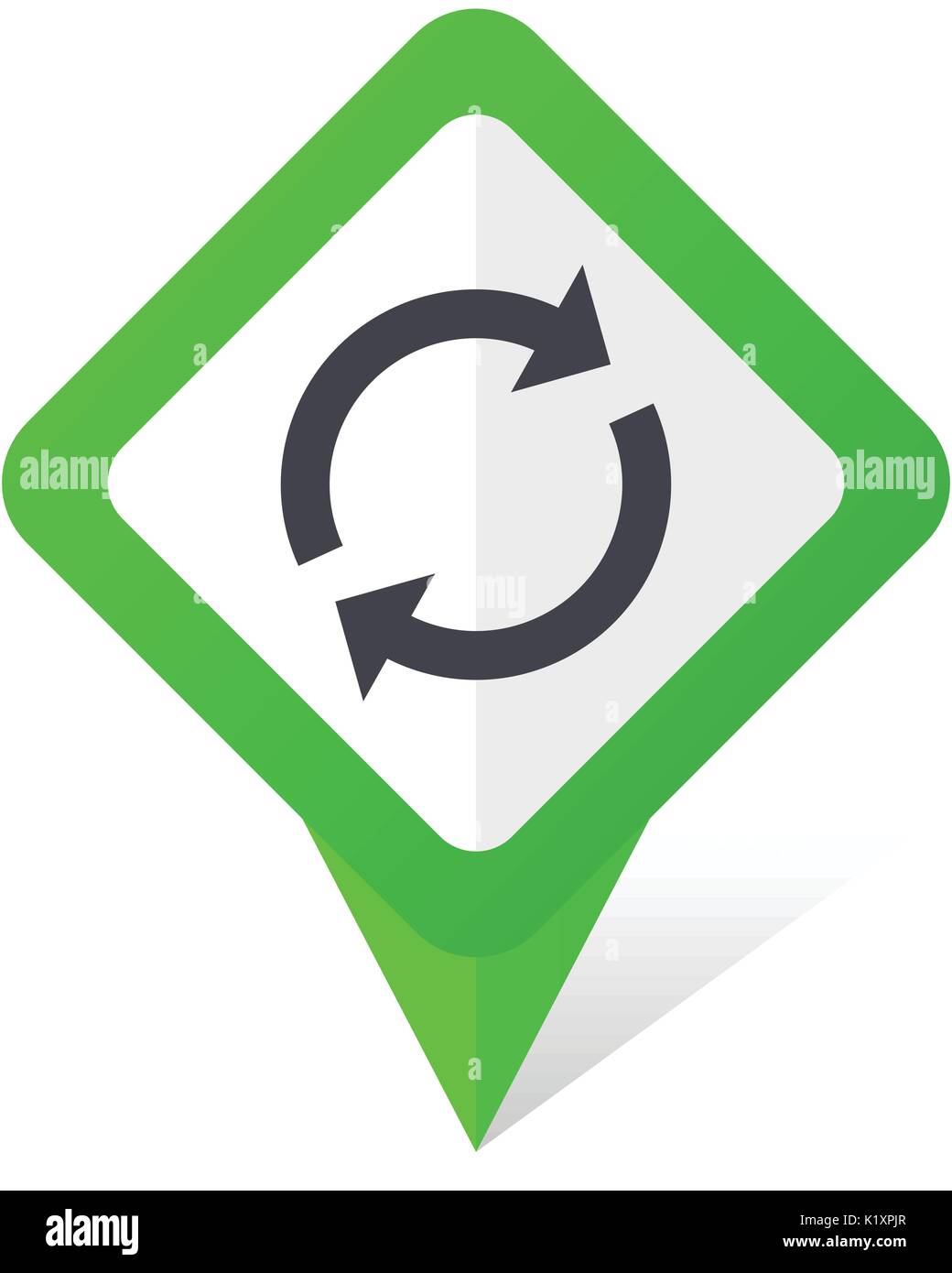 Reload green square pointer vector icon in eps 10 on white background ...