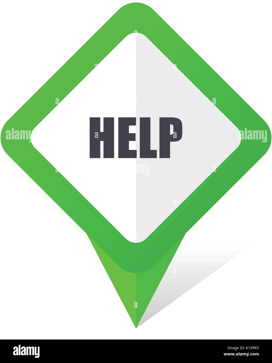 Help green square pointer vector icon in eps 10 on white background ...