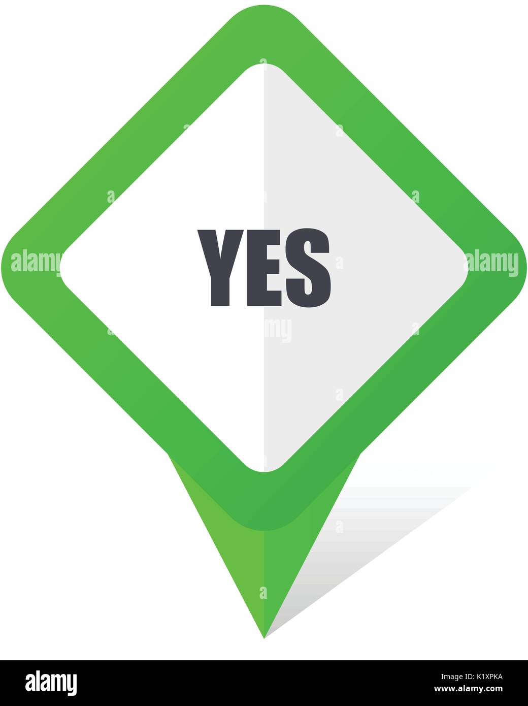Yes green square pointer vector icon in eps 10 on white background with ...