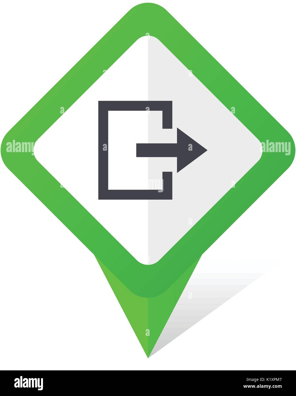 Exit green square pointer vector icon in eps 10 on white background ...