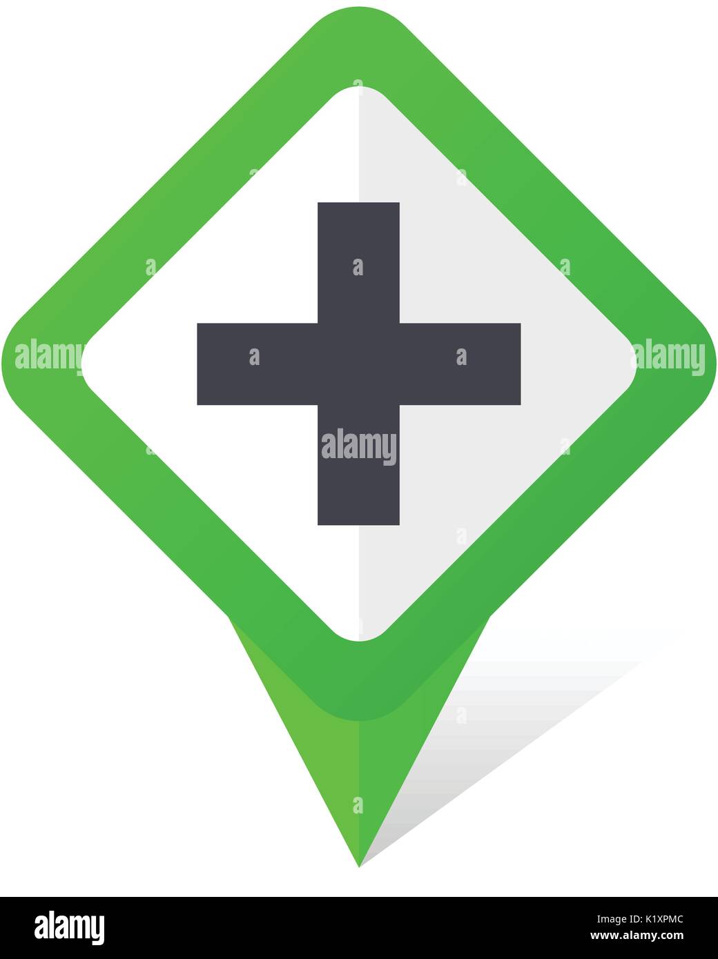Plus green square pointer vector icon in eps 10 on white background ...