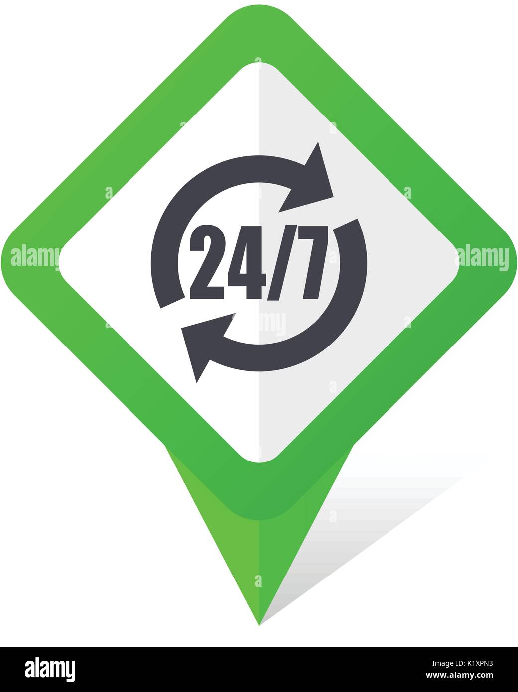 Service green square pointer vector icon in eps 10 on white background ...