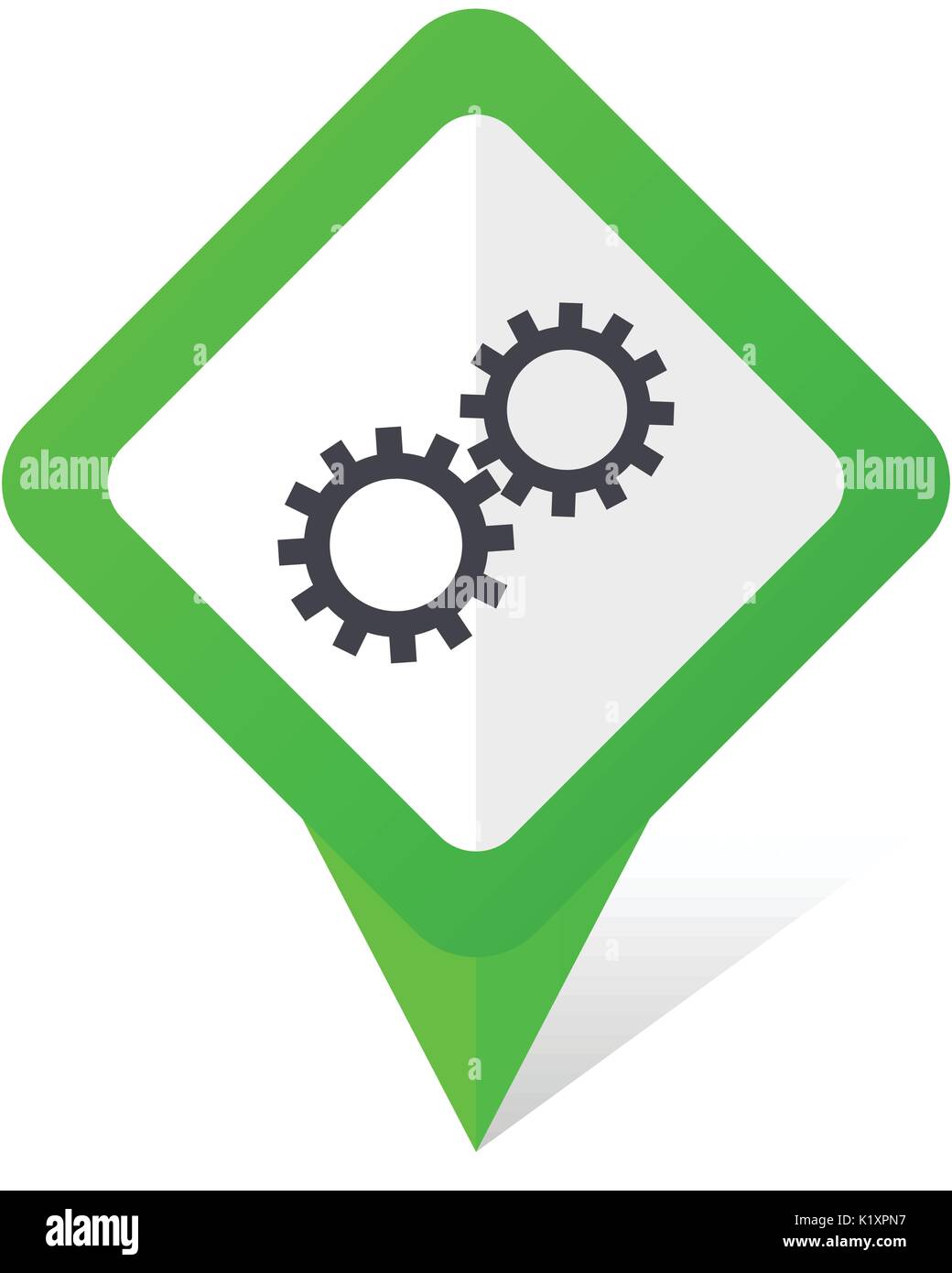 Gear green square pointer vector icon in eps 10 on white background ...
