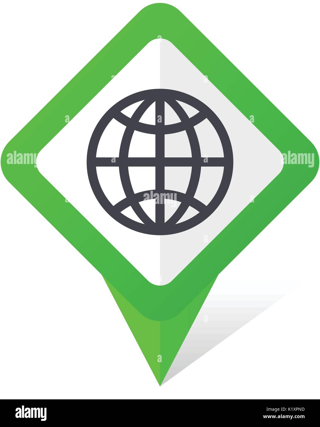 Earth green square pointer vector icon in eps 10 on white background ...