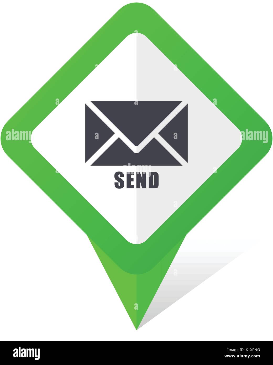 Send green square pointer vector icon in eps 10 on white background ...