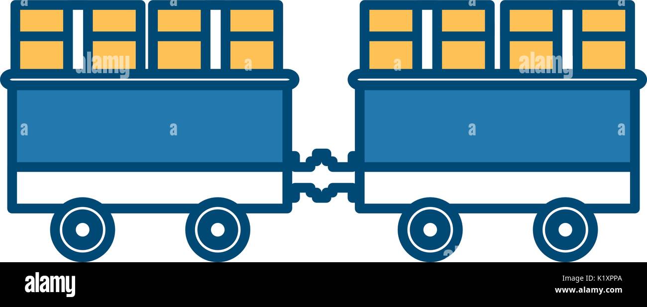 cargo train with cardboard boxes side view container Stock Vector Image ...