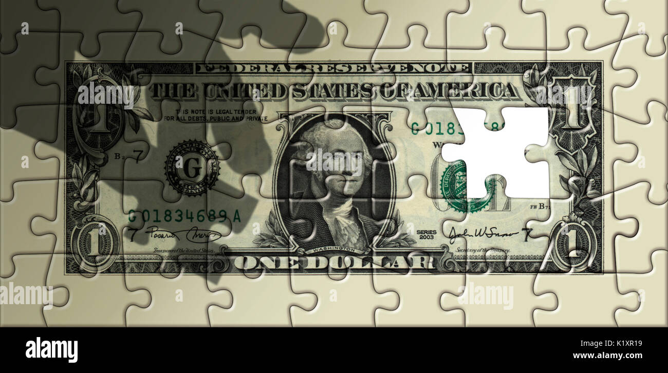 Photo illustration of a dollar as a puzzle with a missing piece Stock ...
