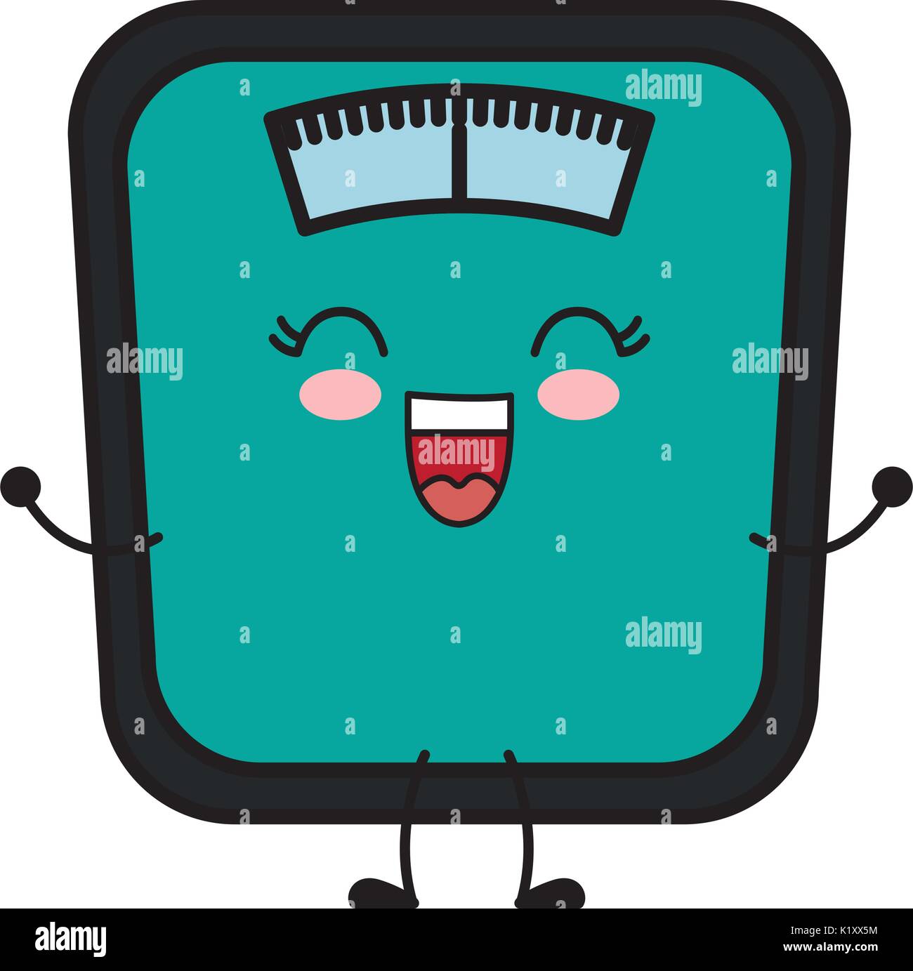 kawaii body weight scale icon over white background vector illustration ...