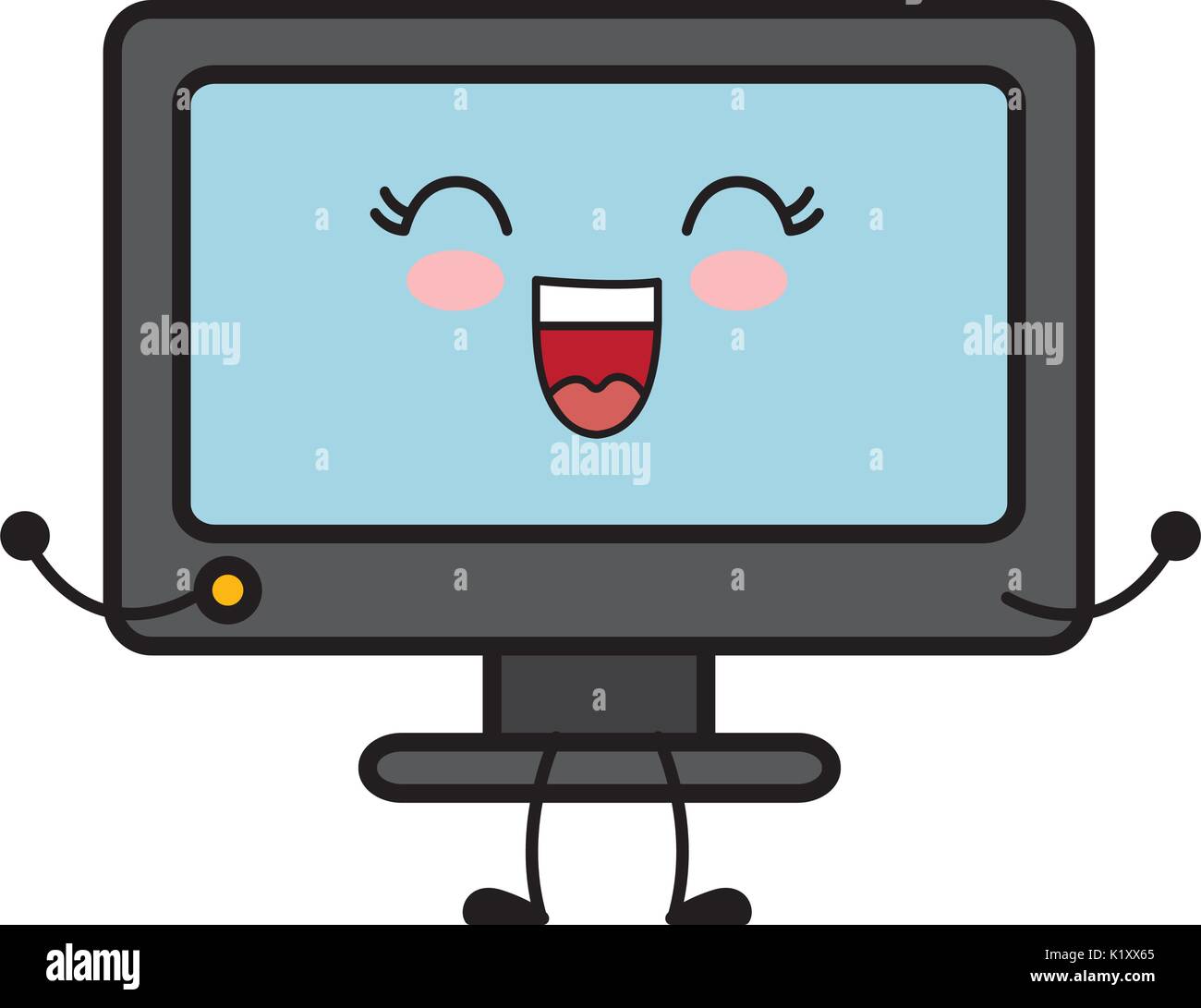 kawaii computer icon over white background vector illustration Stock ...