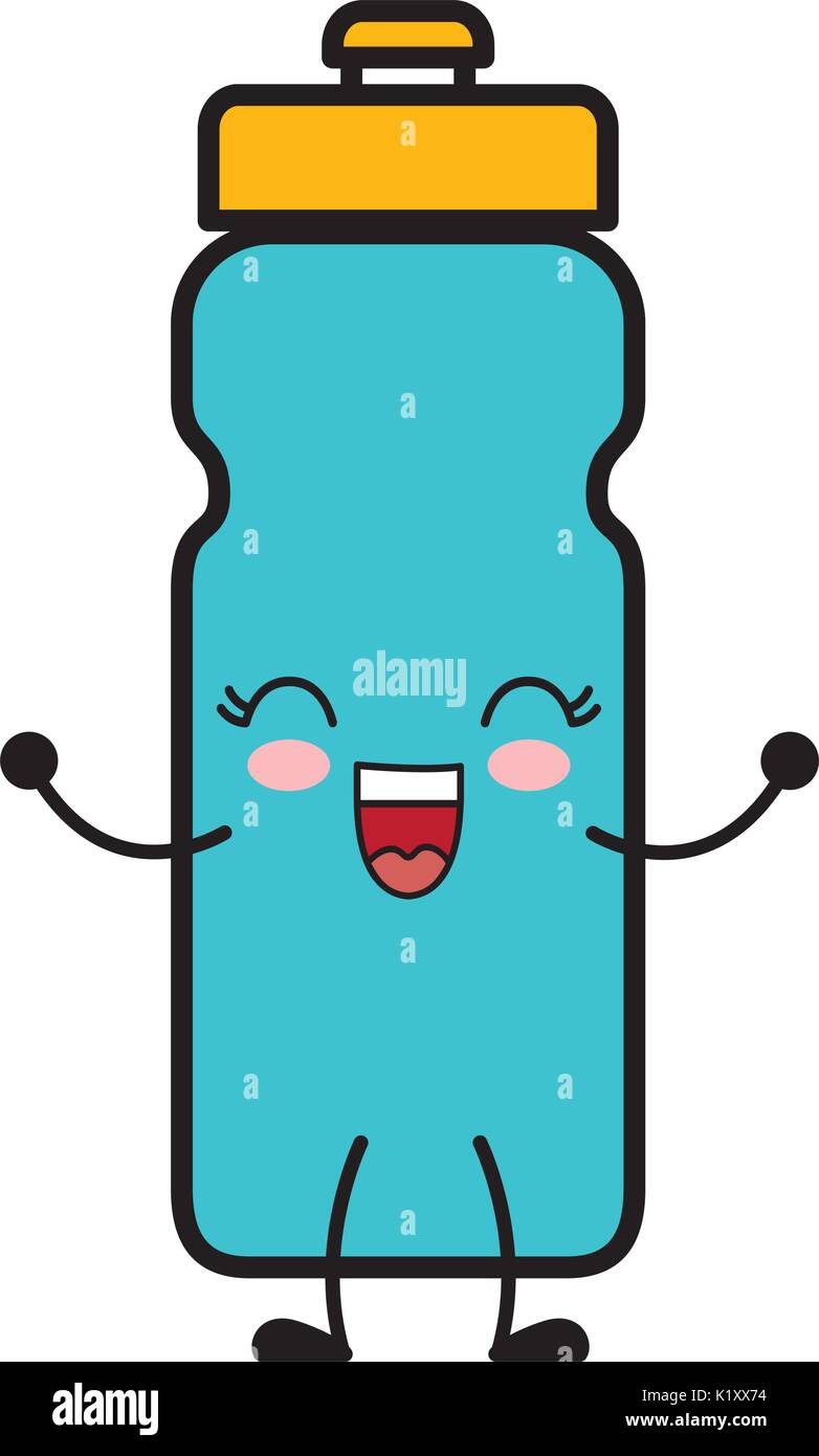 kawaii water bottle icon over white background vector illustration ...
