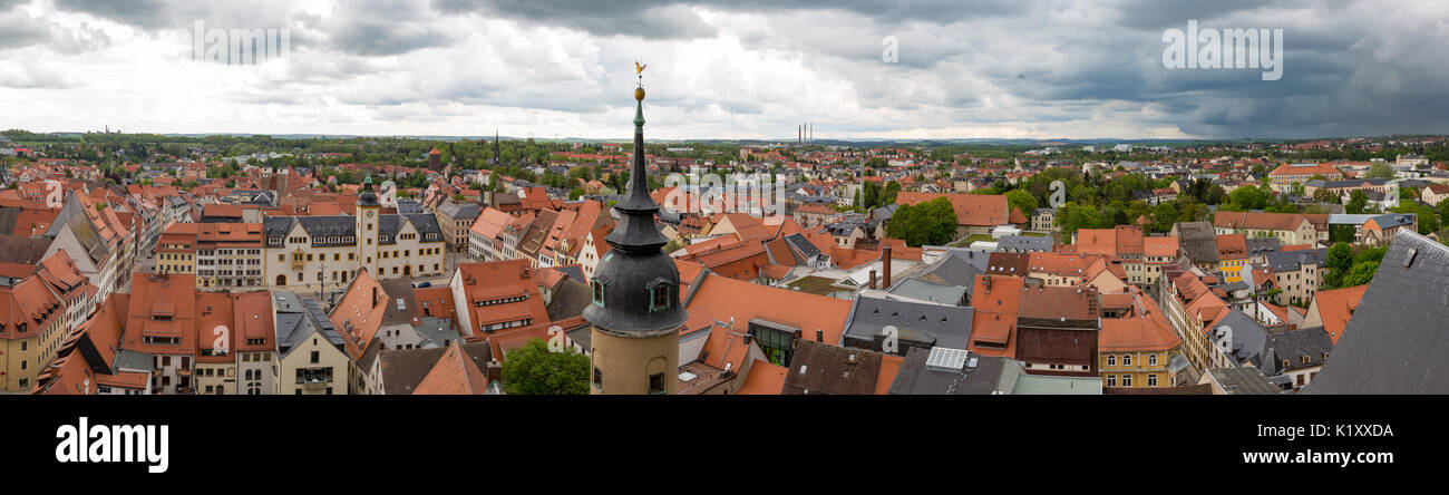 panoramic view from st. peter church over the roofs of freiberg Stock ...