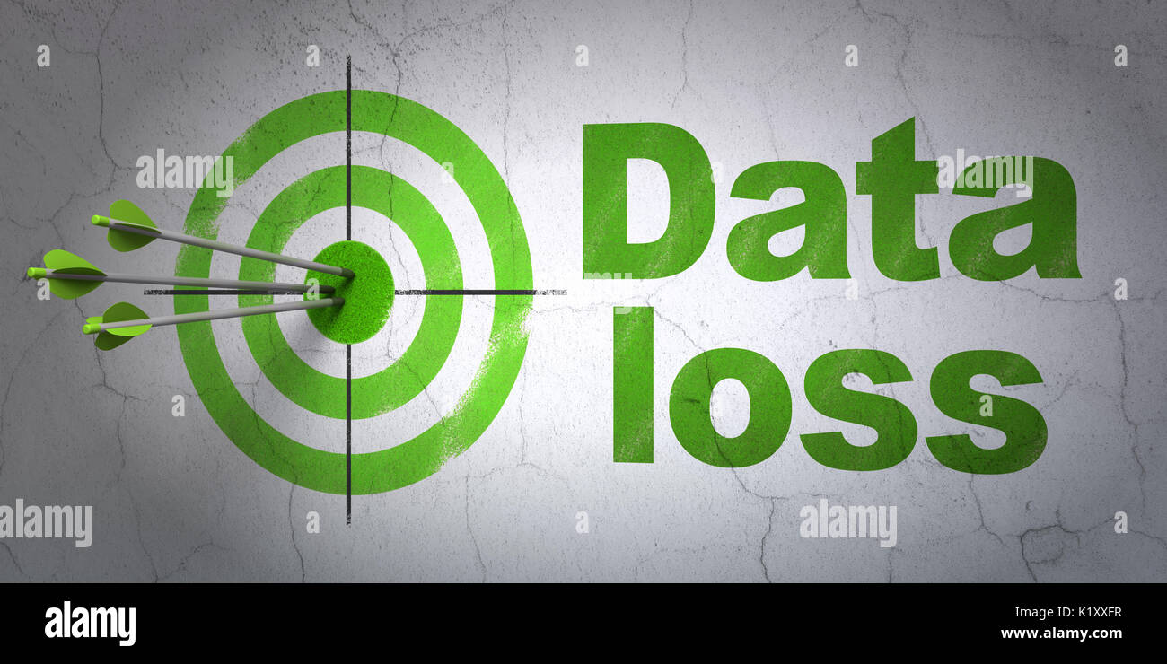 Information concept: target and Data Loss on wall background Stock ...