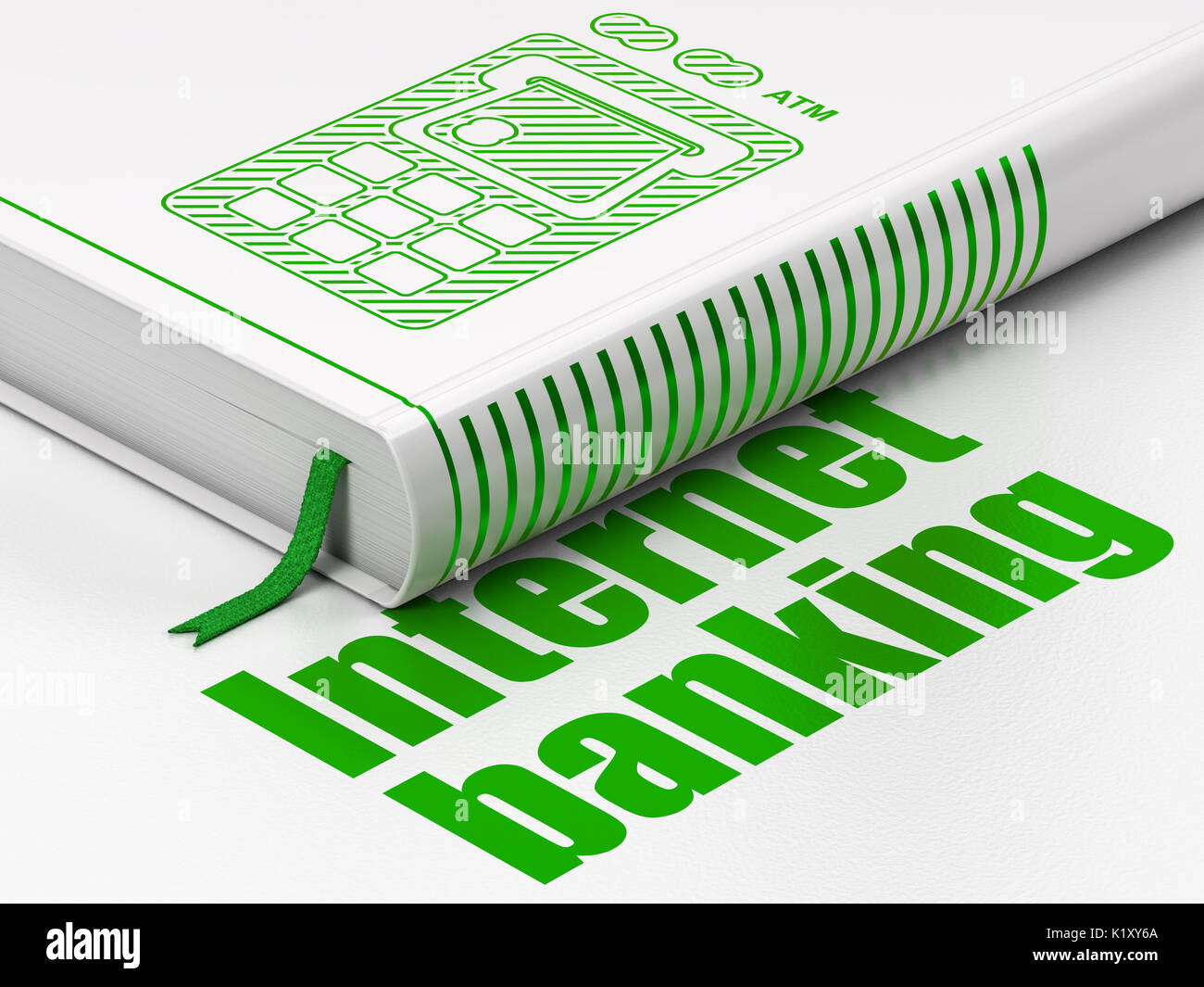 Money concept: book ATM Machine, Internet Banking on white background ...