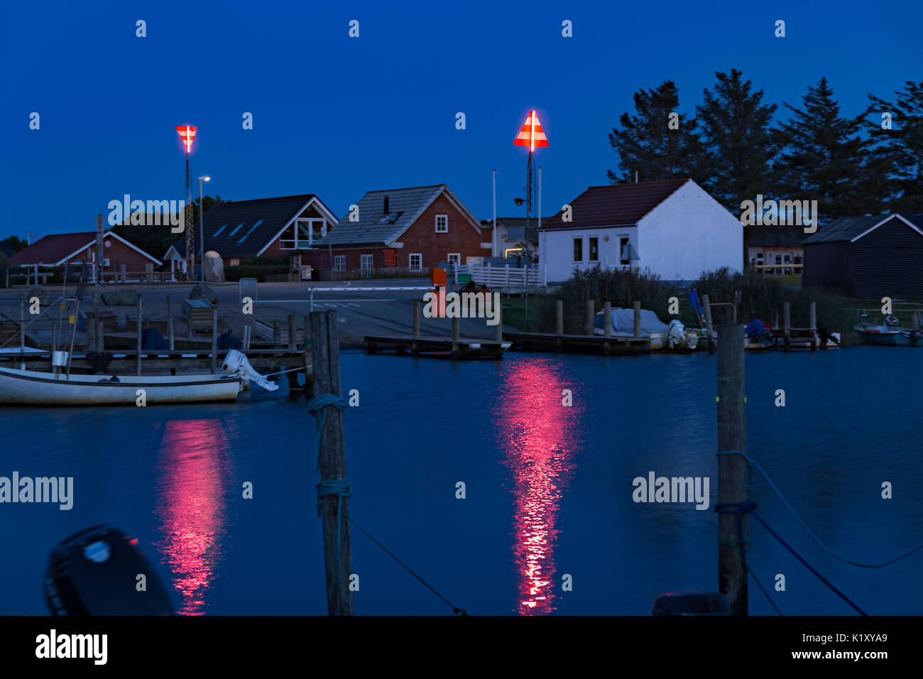 marina bork havn at ringkobing fjord in denmark after sunset Stock ...