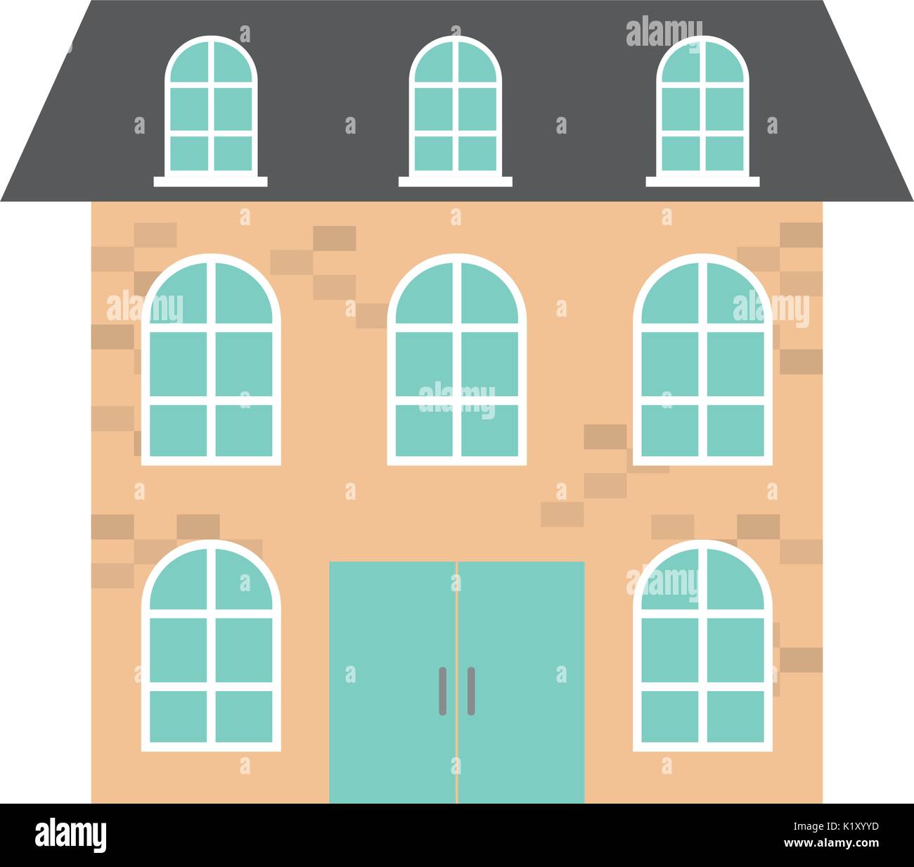 modern house icon over white background colorful design vector ...