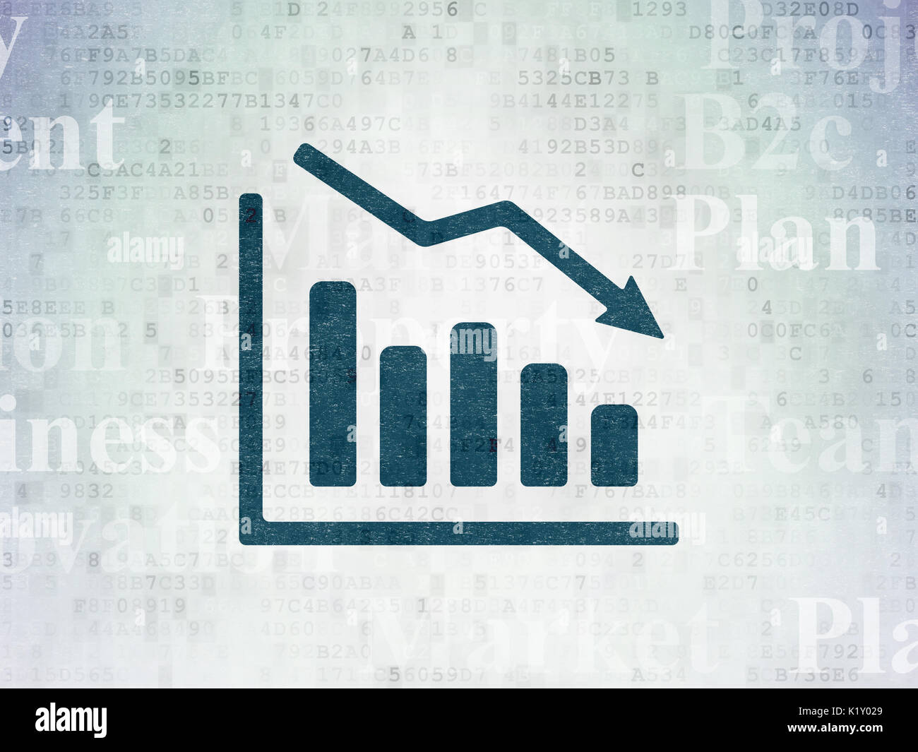 Business concept: Decline Graph on Digital Data Paper background Stock ...
