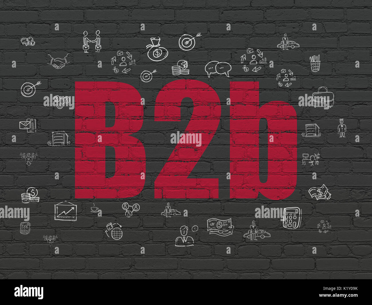 Finance concept: B2b on wall background Stock Photo - Alamy