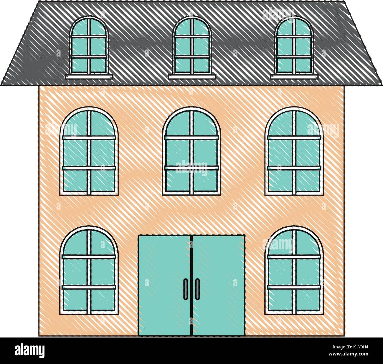 modern house icon over white background colorful design vector ...