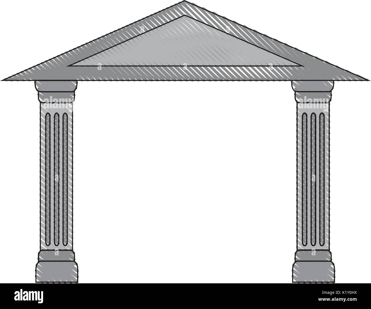 Ancient Roman temple with columns icon over white background vector ...
