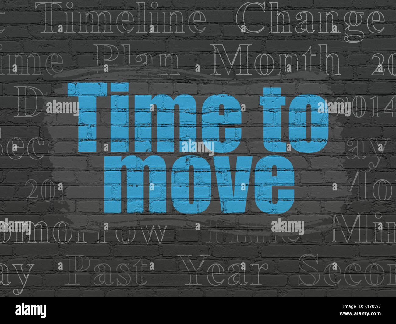 Timeline concept: Time to Move on wall background Stock Photo - Alamy