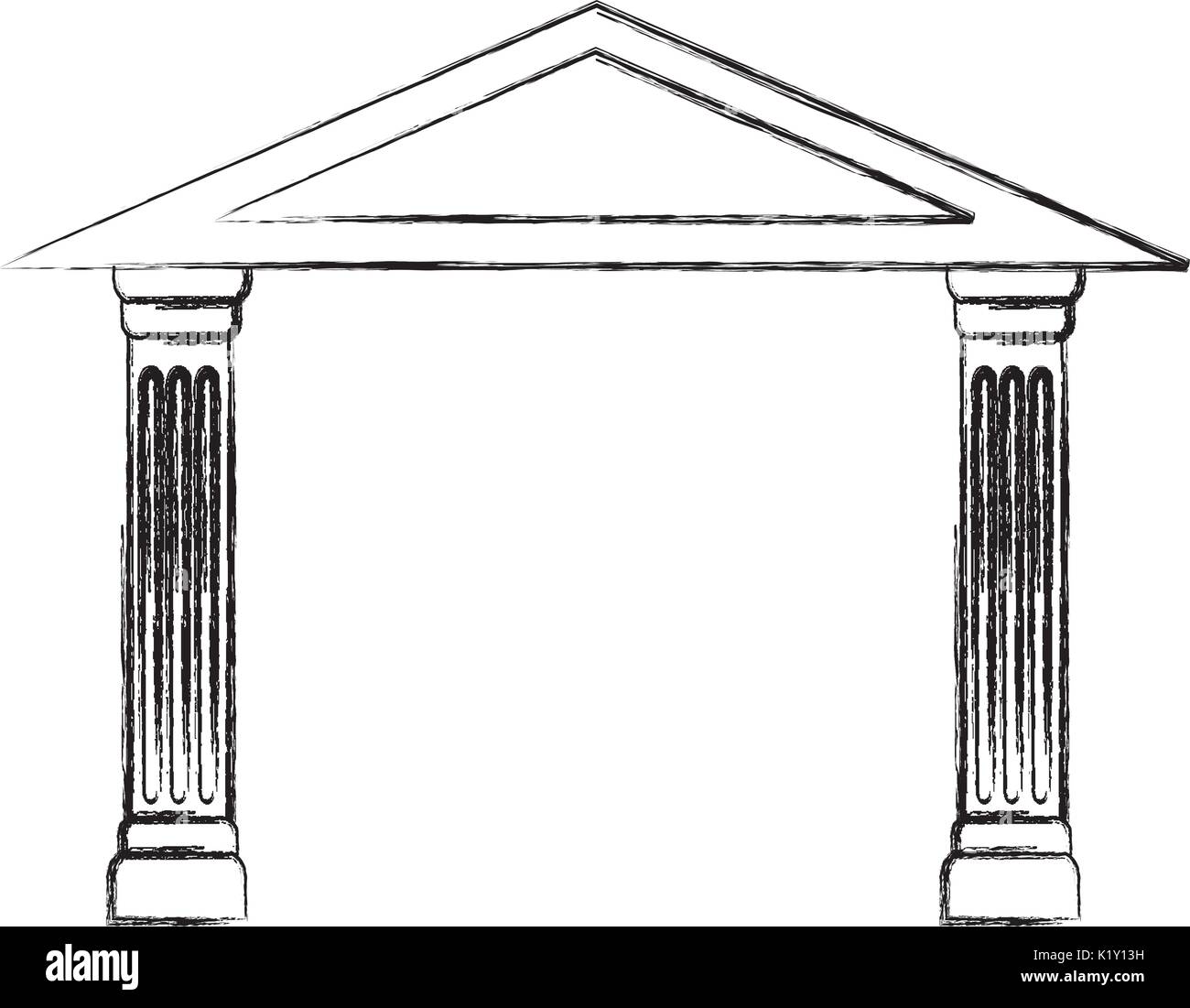Ancient Roman temple with columns icon over white background vector ...