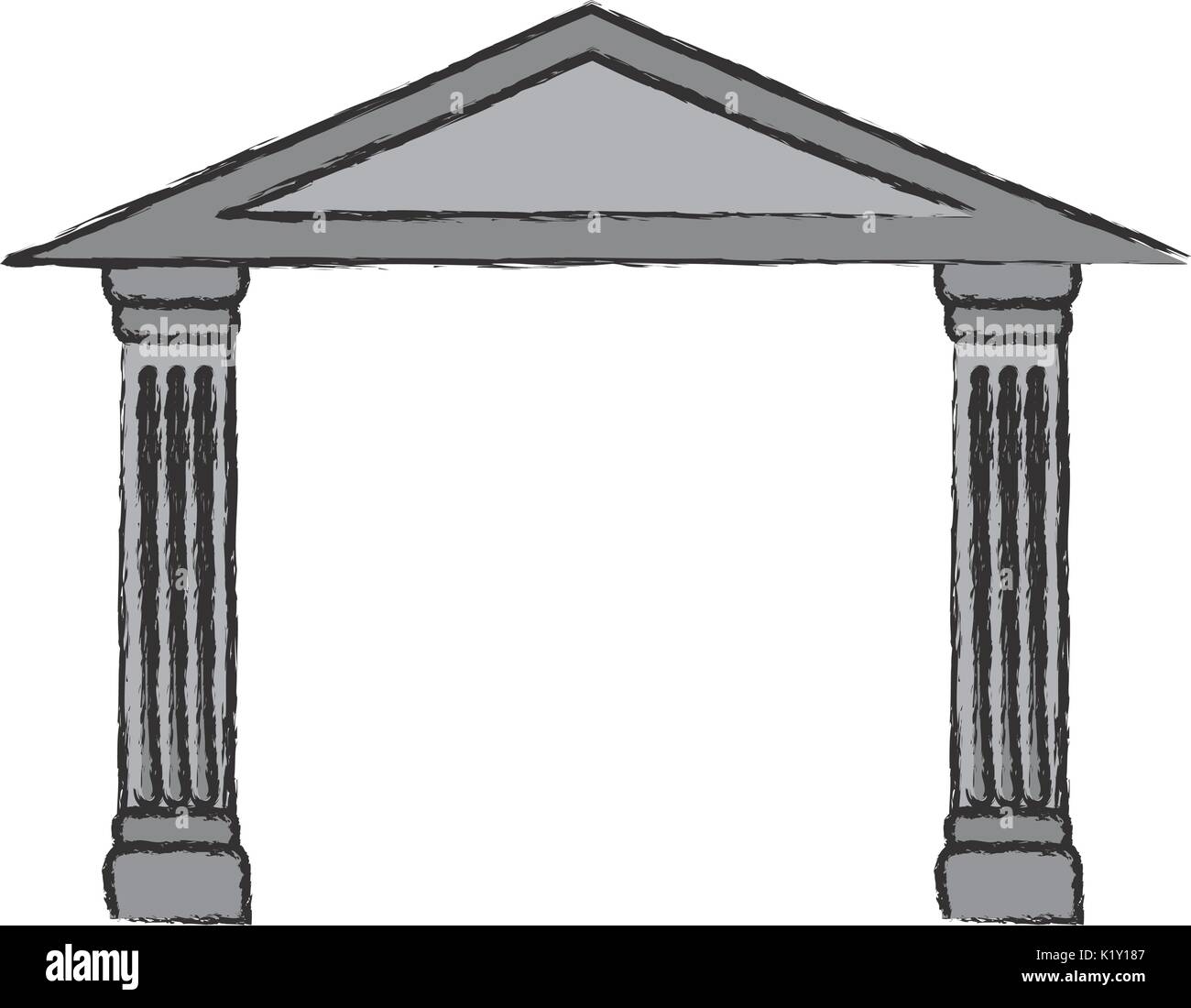 Ancient Roman temple with columns icon over white background vector ...