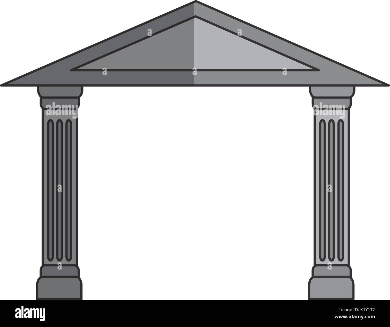Ancient Roman temple with columns icon over white background vector ...
