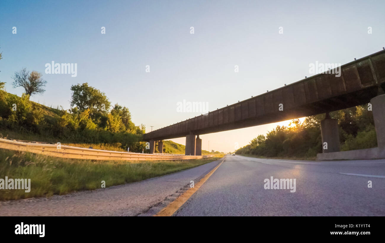 POV point of view - Driving West on Interstate highway 70 through ...