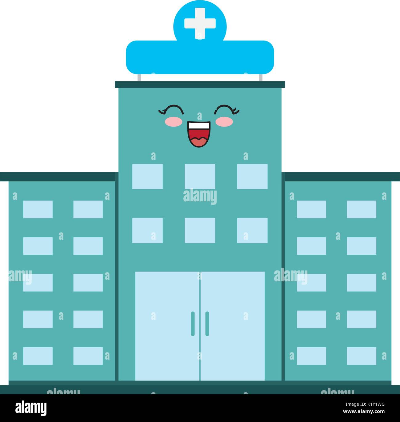 kawaii hospital building icon over white background vector illustration ...