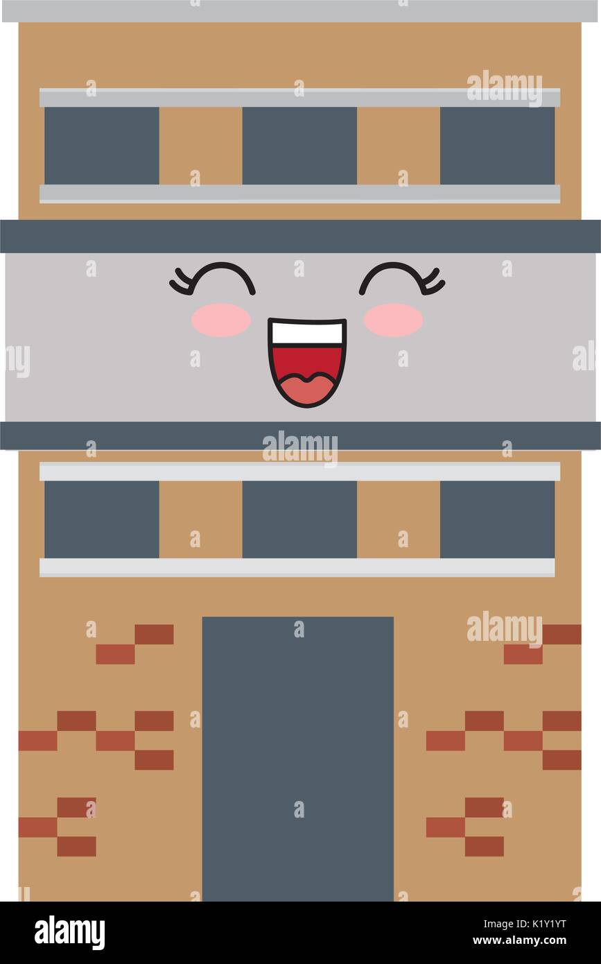 kawaii city building icon over white background colorful design vector ...