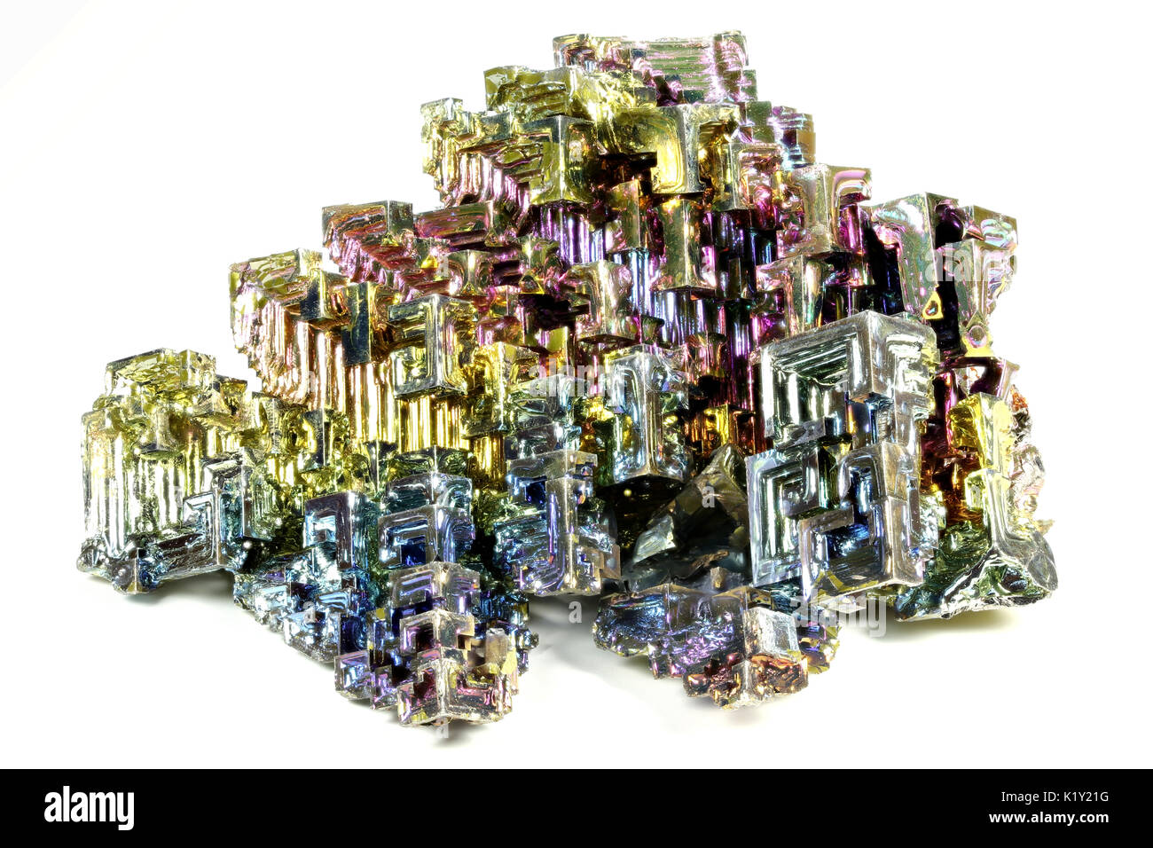 bismuth crystal isolated on white background Stock Photo - Alamy