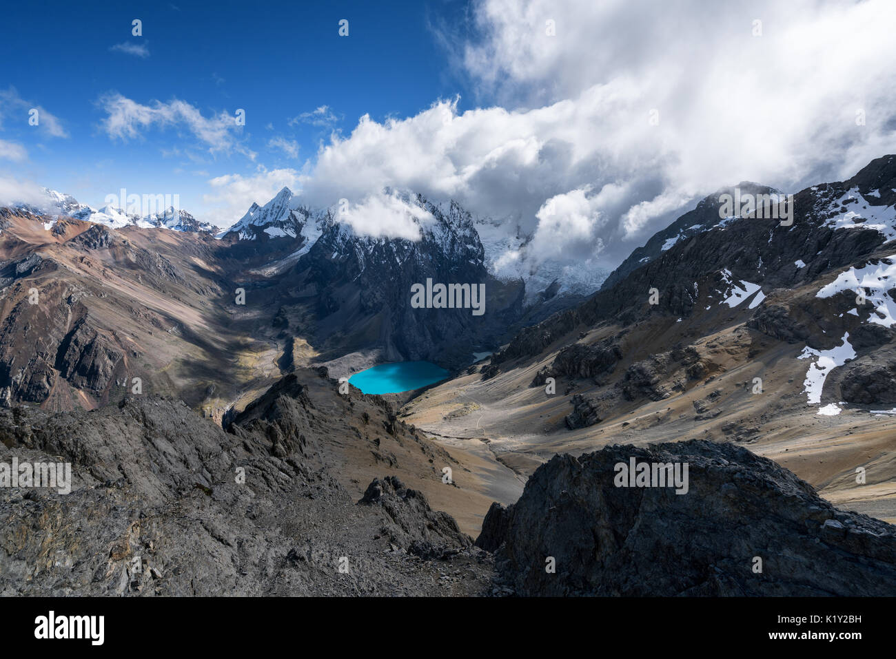 Trekking on the Huayhuash Trek, Cordillera Huayhuash, Peru Stock Photo ...