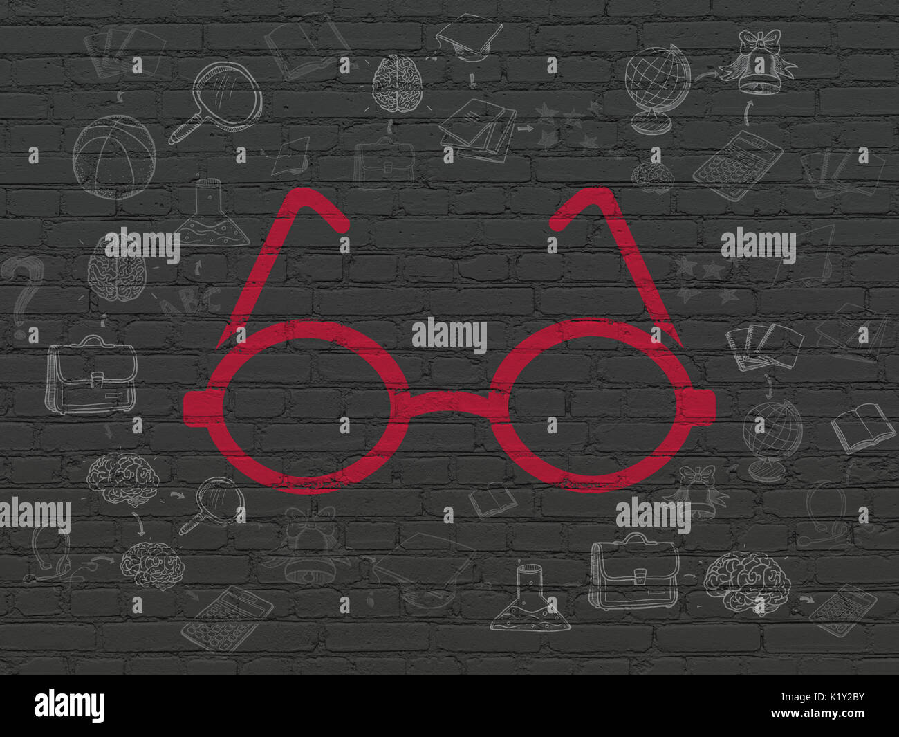 Education concept: Glasses on wall background Stock Photo - Alamy