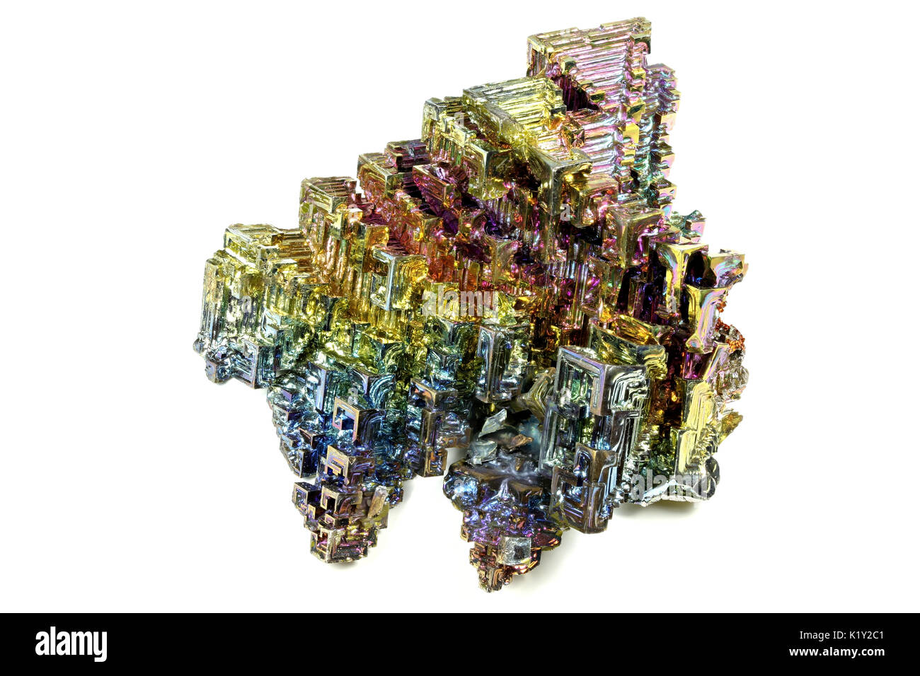 bismuth crystal isolated on white background Stock Photo - Alamy