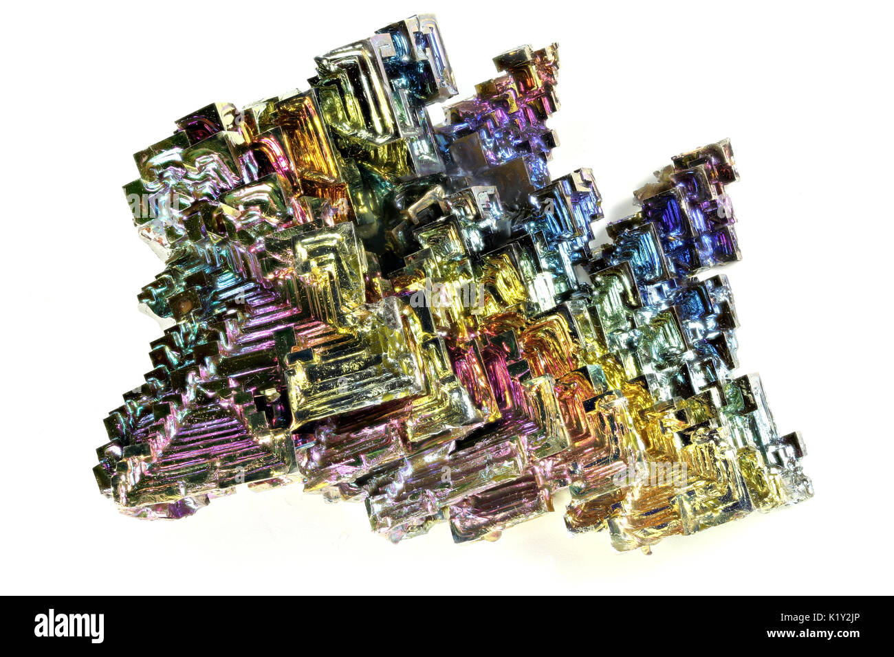 bismuth crystal isolated on white background Stock Photo - Alamy
