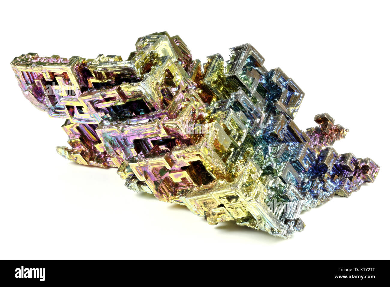 bismuth crystal isolated on white background Stock Photo - Alamy