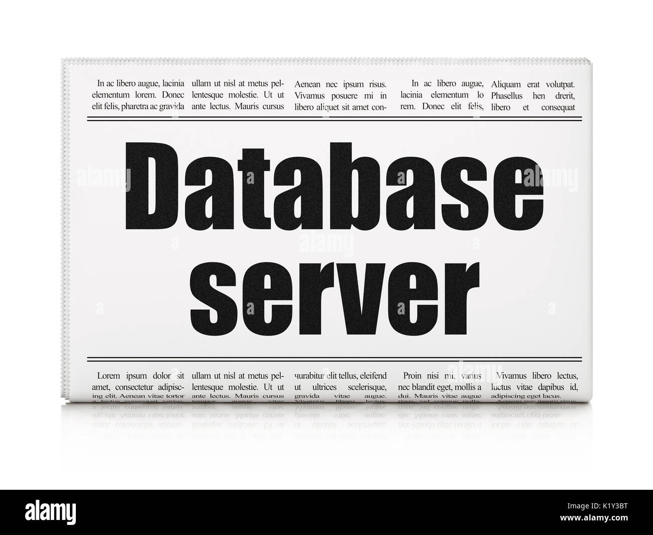 Programming concept: newspaper headline Database Server Stock Photo - Alamy