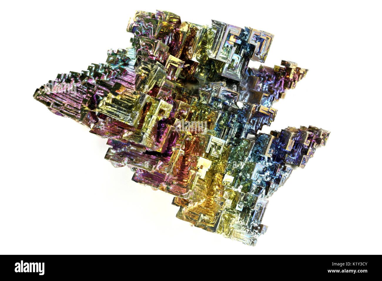 bismuth crystal isolated on white background Stock Photo - Alamy