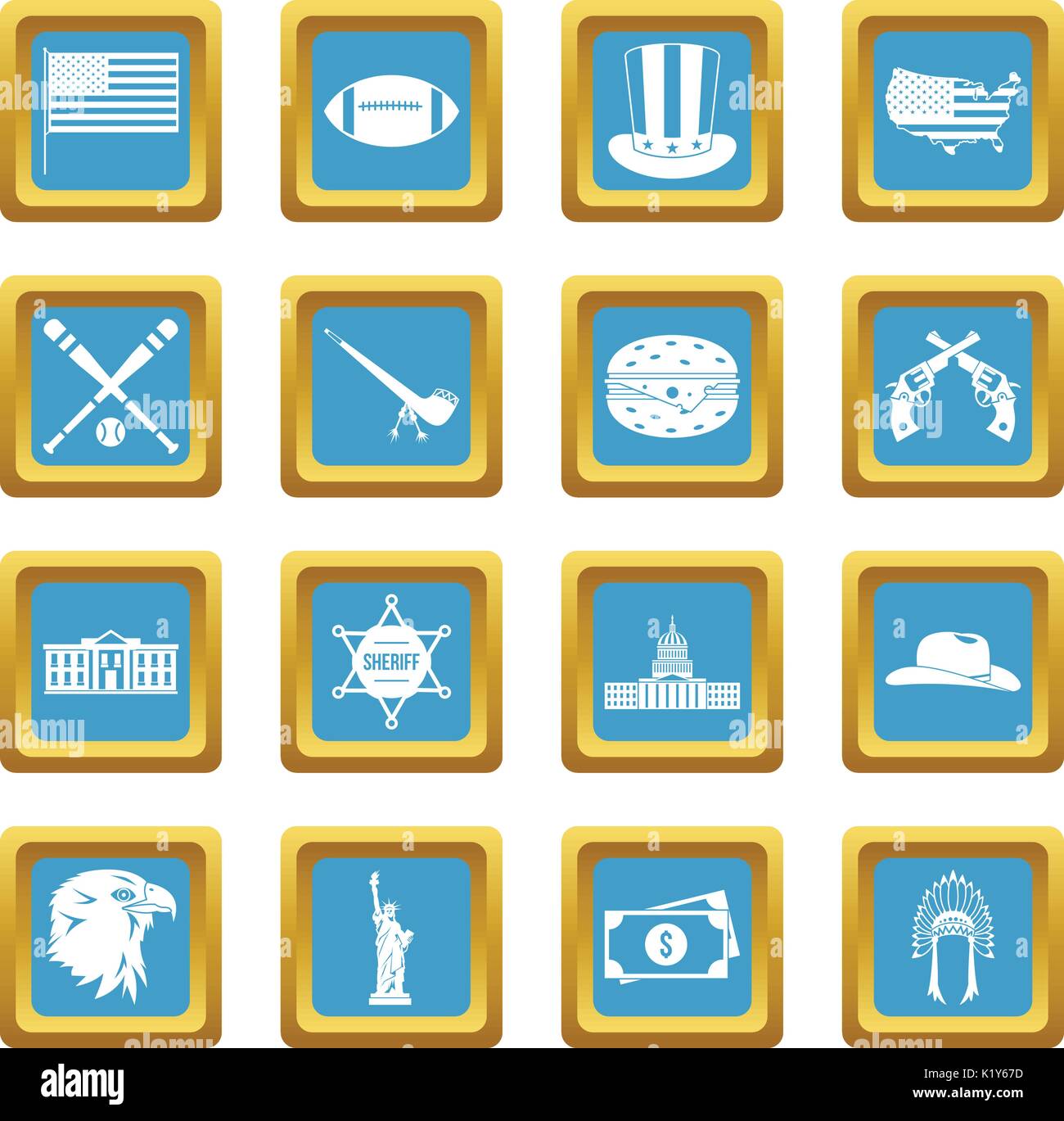 USA icons azure Stock Vector Image & Art - Alamy