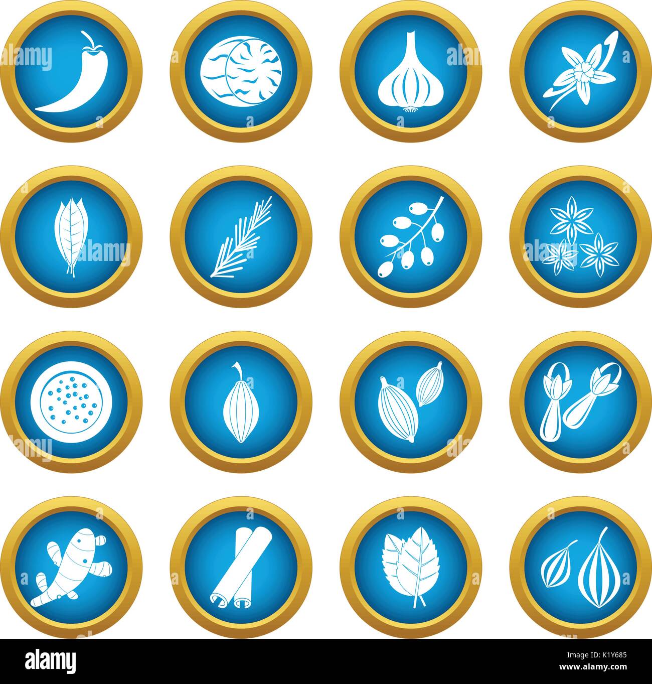 Spice icons blue circle set Stock Vector Image & Art - Alamy