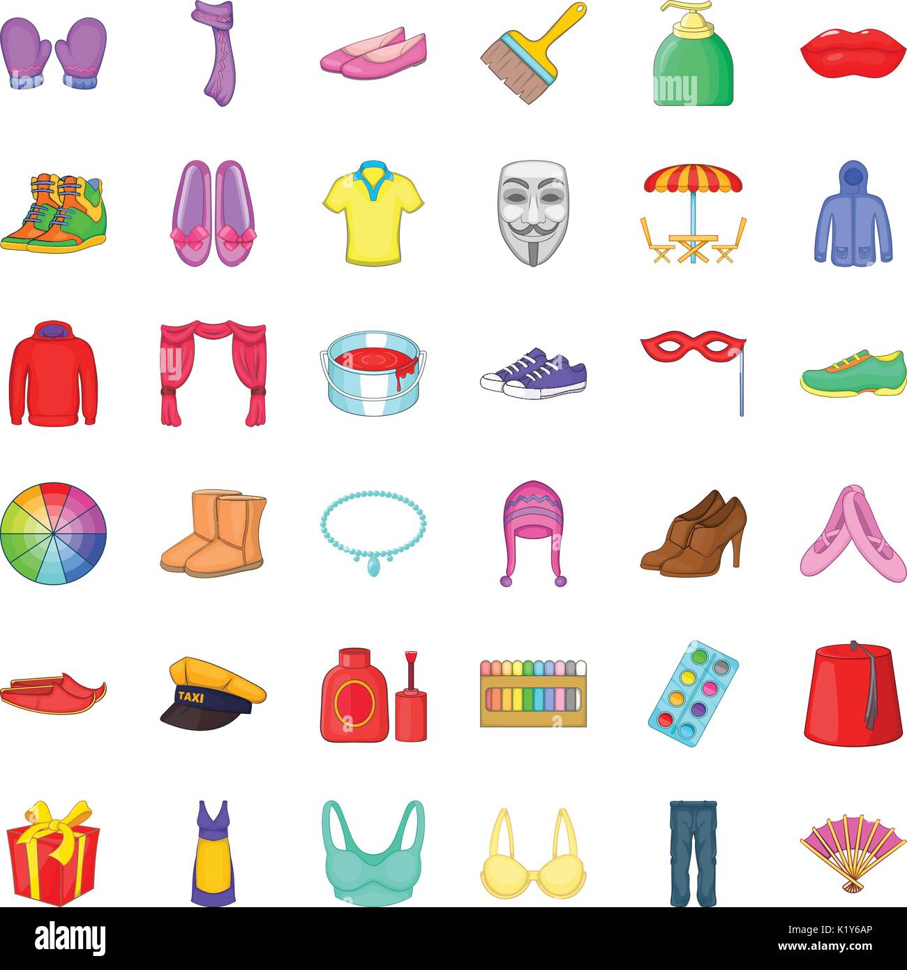 Colorful clothes icons set, cartoon style Stock Vector Image & Art - Alamy