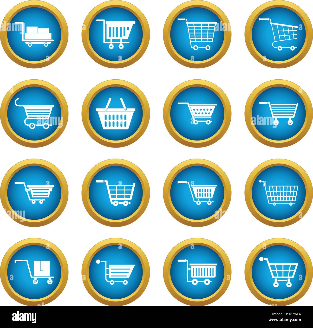 Shopping cart icons blue circle set Stock Vector Image & Art - Alamy