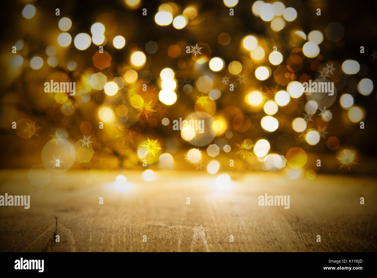 Golden Christmas Lights Background, Party Or Celebration Texture With ...