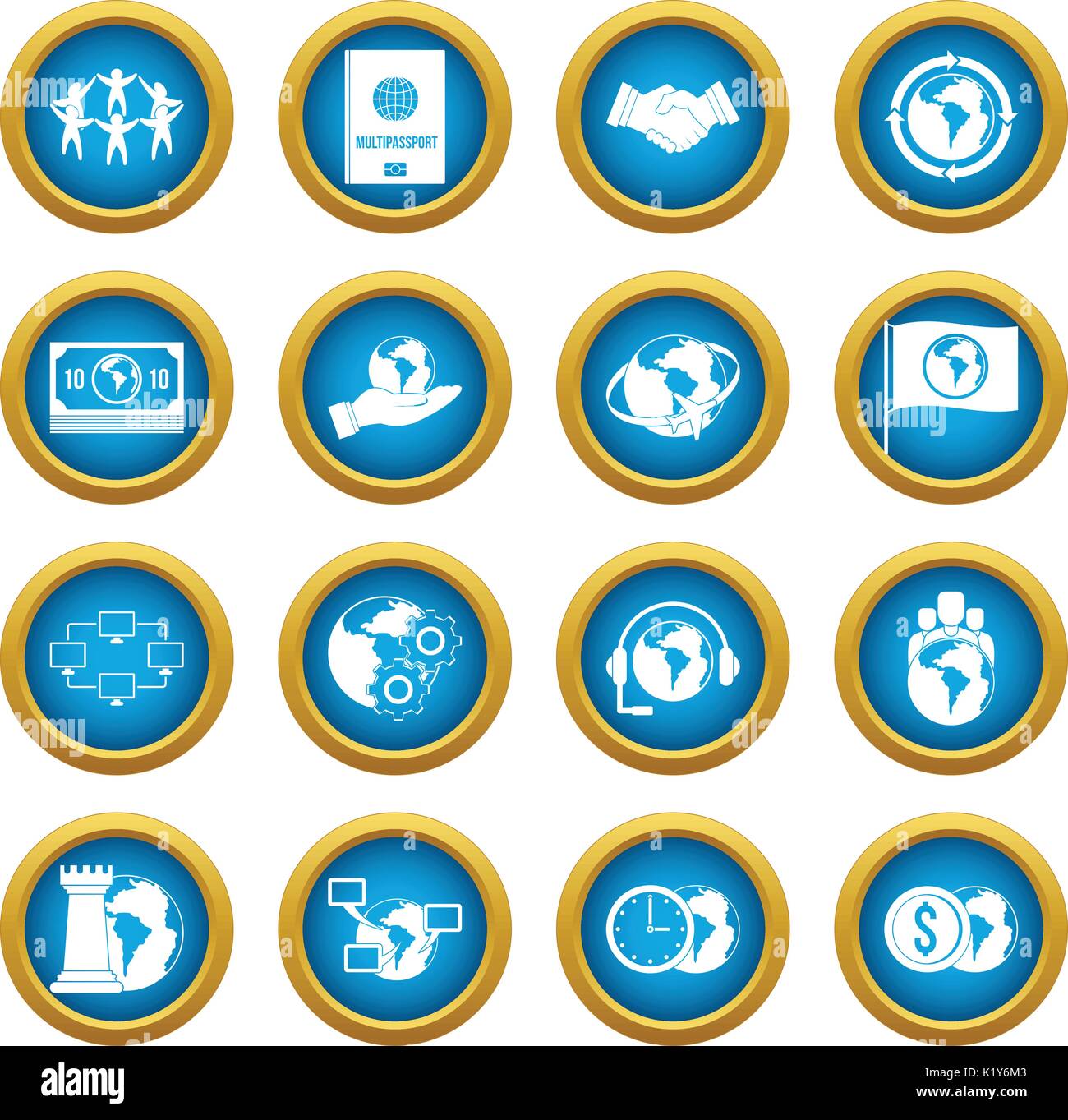 Global connections icons blue circle set Stock Vector Image & Art - Alamy
