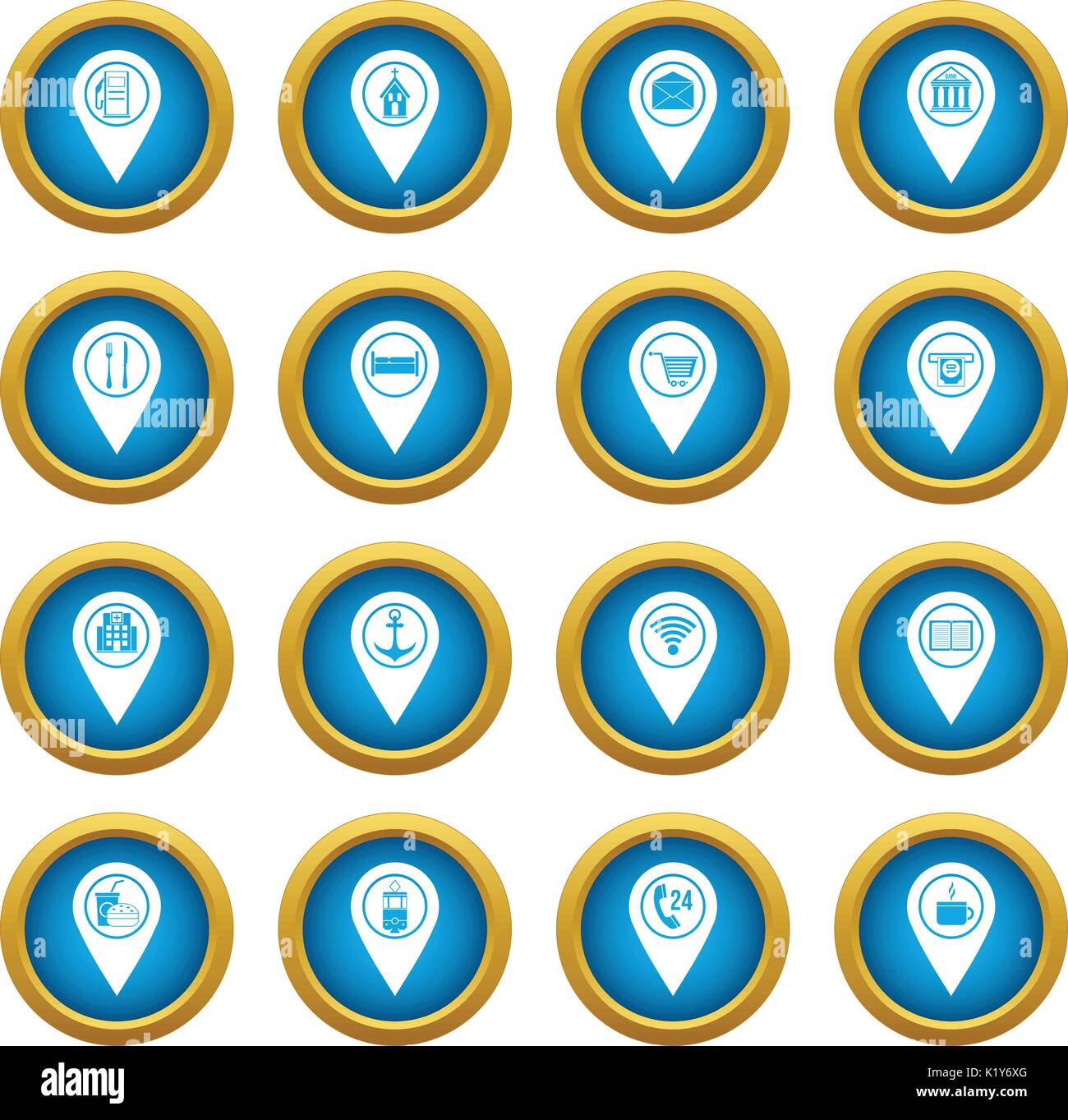 Points of interest icons blue circle set Stock Vector Image & Art - Alamy