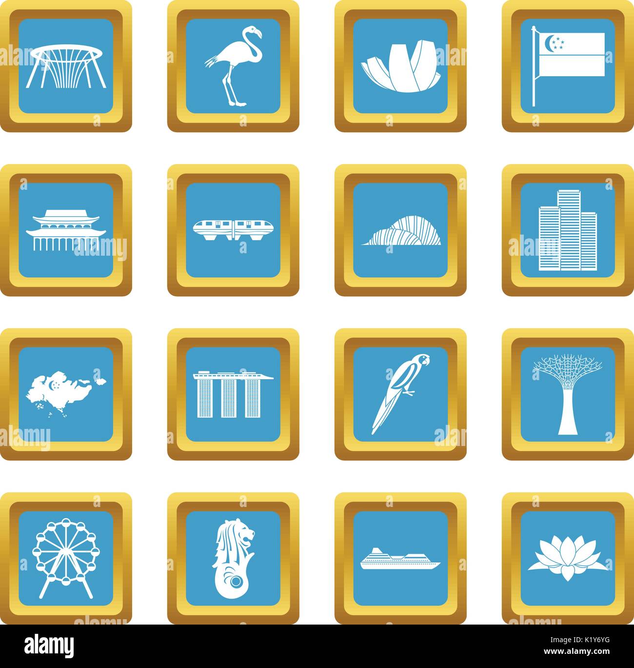 Singapore icons azure Stock Vector Image & Art - Alamy
