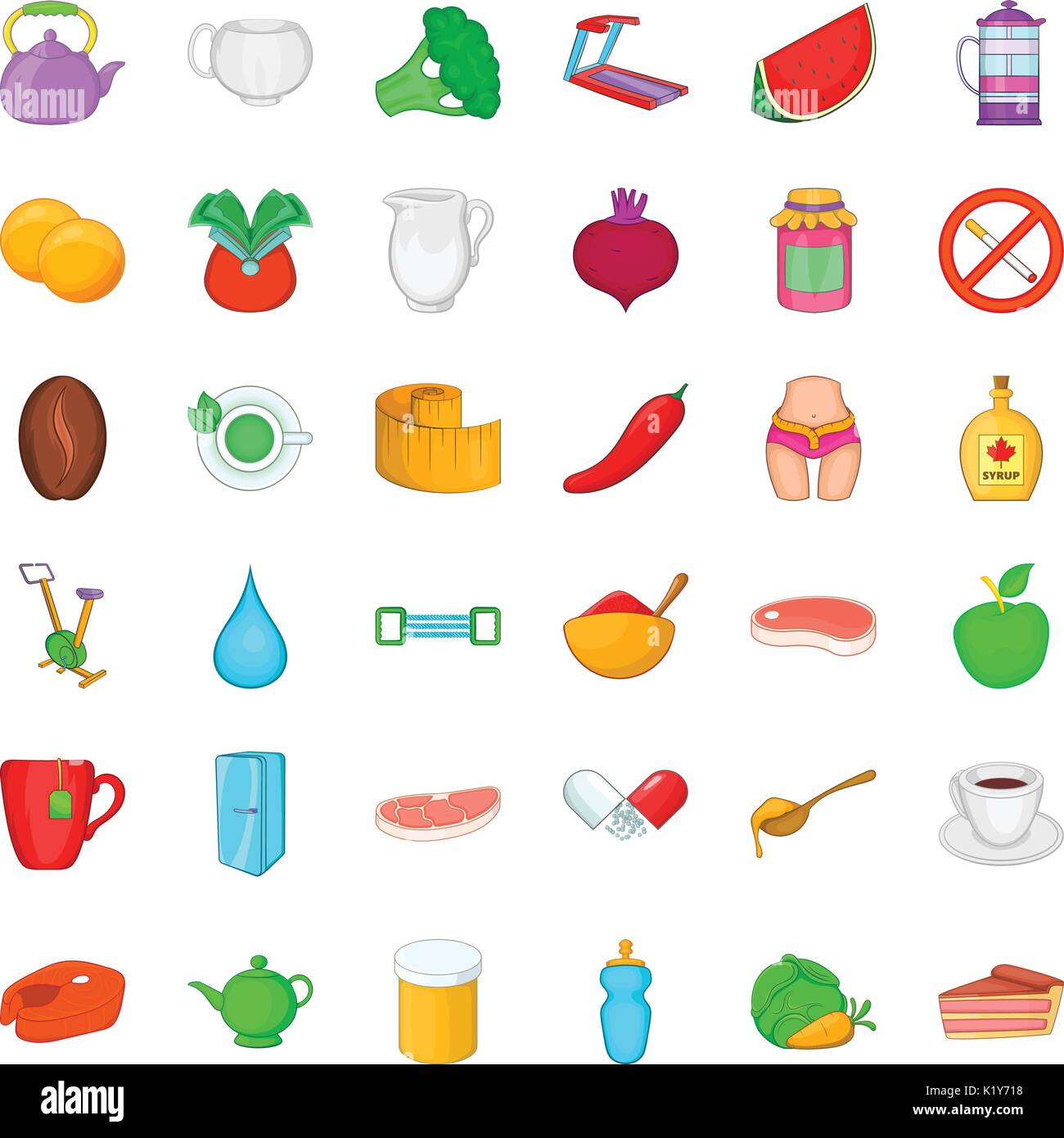 Wellness icons set, cartoon style Stock Vector Image & Art - Alamy