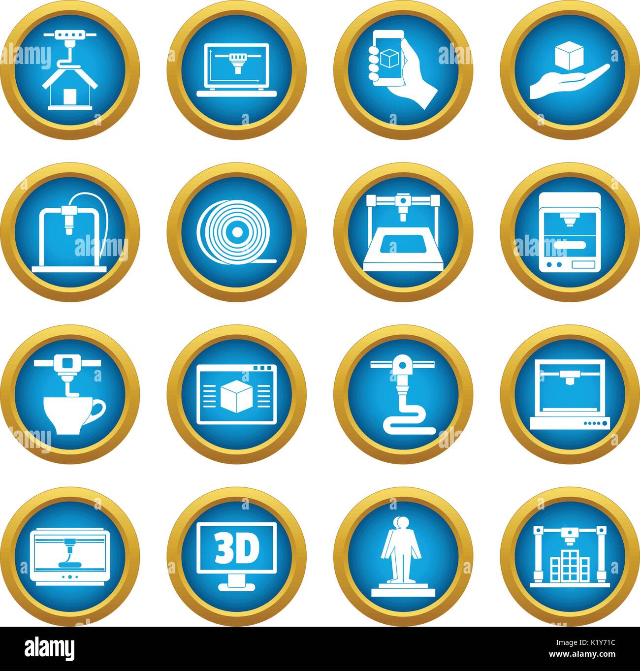 3D Printing icons blue circle set Stock Vector Image & Art - Alamy